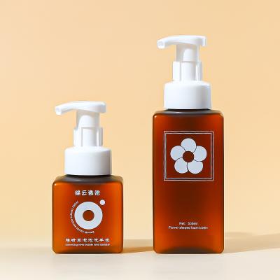 China Square Amber PET Foam Pump Bottle with Refillable Foaming Soap Dispenser for sale