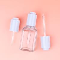 China PETG Square Thick Wall Transparent Push Button Dropper Bottle Customizable for Skincare Packaging for sale