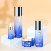 China Customizable Gradient Plastic Cosmetic Bottle Set with Frosted Finish and Recyclable PET for Skincare Packaging for sale