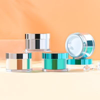 China Transparent PET Cosmetic Cream Jar with Electroplated Inner Cup and Customizable Printing for sale