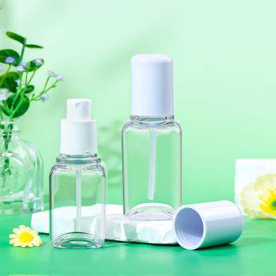 China PETG Transparent Thick-Wall Square Bottle with White Lotion Pump and Customizable Dimensions for Cosmetic Packaging for sale