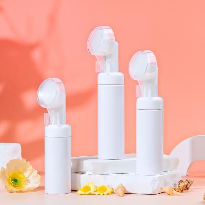 China Silicone Brush Foam Pump Bottle with 100ml Capacity and PET Material for Facial Cleansing for sale
