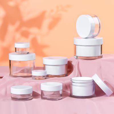 China PET Transparent Cream Jar with White Inner Liner and Screw Cap for Skincare Packaging for sale