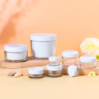 China Transparent PET Cosmetic Cream Jar with White Inner Liner and White Screw Lid for sale