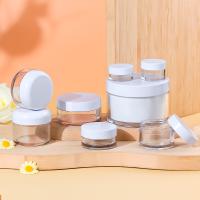 China Transparent PET Cosmetic Cream Jar with White Inner Liner and White Screw Lid for sale