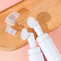China Foam Pump Bottle with Silicone Brush for Deep Cleansing | Eco-Friendly Recyclable Facial Cleanser Bottle for sale