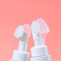 China White PET Foam Pump Bottle with Soft Silicone Brush for Customizable Skincare Packaging for sale