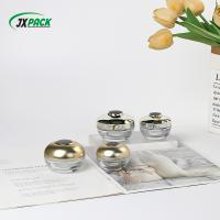 China Leak-Proof Glass Cream Jar with Electroplated Gold Lid and Customizable Capacity for Luxury Skincare for sale