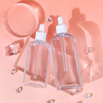 China Transparent PETG Dropper Bottle with Leak-Proof Design and Customizable Options for Cosmetic Packaging for sale