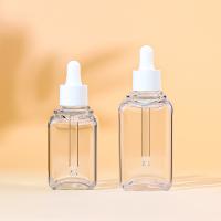 China PETG Square Thick Wall Transparent Squeeze Dropper Bottle for Cosmetic Serum Packaging for sale