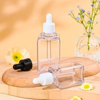 China Thick Wall Transparent Square Dropper Bottle - Customizable PETG Cosmetic Packaging for Skincare for sale