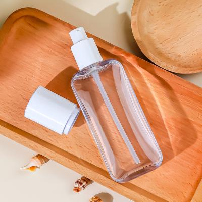 China Frosted Finish Flat Square Refillable PETG Lotion Pump Bottle for Premium Skincare Packaging for sale