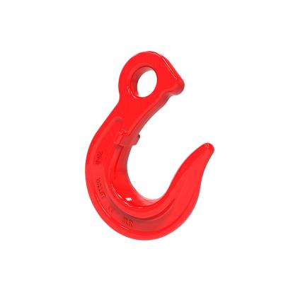 China Alloy Steel Eye Hoist Hook 0.75-30T G80 Chain Compatible Forged Quenched Tempered for sale