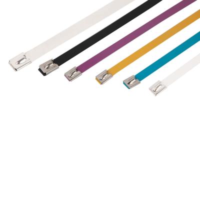 China 5.6x300mm Stainless Steel Zip Ties Exhaust Pipe Header PVC Coated SS Cable Ties for sale