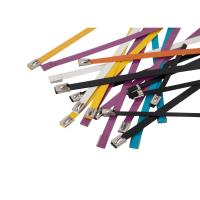 China UV Resistant Black 316 Stainless Steel Cable Ties Polyester Coated SS Zip Ties for sale