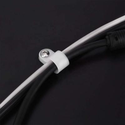 China White Nylon R Type Cable Clamp Screw Mount Plastic Clips For Holding Wires for sale