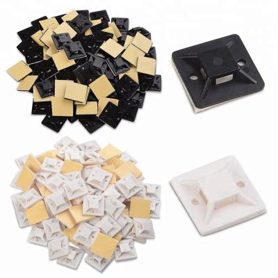 China Black PE Cable Tie Accessories 28 x 28mm Adhesive Zip Tie Holders ROHS Approved for sale