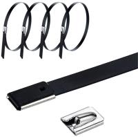 China SS304 Zip Cable Tie PVC Coated 9mmx300mm Ball Lock Uncoated Ties for sale