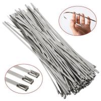 China 304 Stainless Steel Metal Cable Zip Ties Wraps Exhaust Silver 4.6mmx250mm for sale