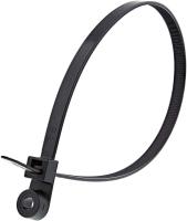China Black 8 Inch Screw Mount Cable Ties Nylon 66 200mm x 5mm 100 pcs/bag for sale