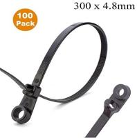China Black 8 Inch Screw Mount Cable Ties Nylon 66 200mm x 5mm 100 pcs/bag for sale