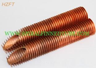 China Low Thermal Resistance Copper Finned Tube 0.7-2mm Wall Thickness 5-26 FPI for Automotive Heat Exchangers for sale