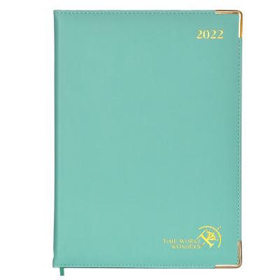 China Customizable Academic Planner Black PU Leather Hard Cover 8.27x9.84 Inch Daily Weekly Vertical Layout for sale