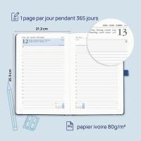 China Customizable Academic Planner Black PU Leather Hard Cover 8.27x9.84 Inch Daily Weekly Vertical Layout for sale