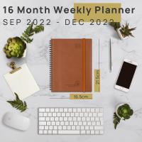 China Weekly Planner 22-23 Brown Vertical Layout with Hourly Schedule And Corners for Easy Tracking for sale