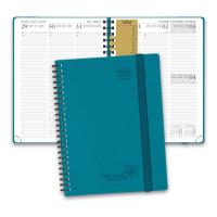 China 100GSM Hard Leatherette Paper Vertical Weekly Planner 8.75x6.5 Inch Pacific Green for sale