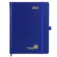 China Navy Blue Vegan Leather Medium Academic Planner With Tear Off Corners for sale