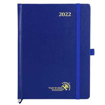 China Navy Blue Vegan Leather Medium Academic Planner With Tear Off Corners for sale