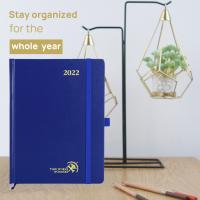 China Navy Blue Vegan Leather Medium Academic Planner With Tear Off Corners for sale