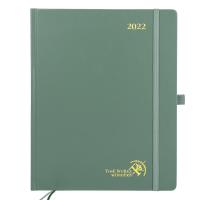 China Custom Casebound Student Weekly Planner Green Leatherette Cover 12-Month for sale