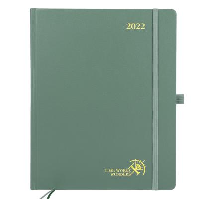 China Custom Casebound Student Weekly Planner Green Leatherette Cover 12-Month for sale