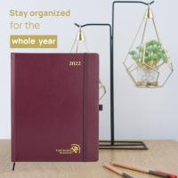 China Large Hardback Student Weekly Planner 2023 Bordeaux Leatherette 8.5x11 Inches for sale
