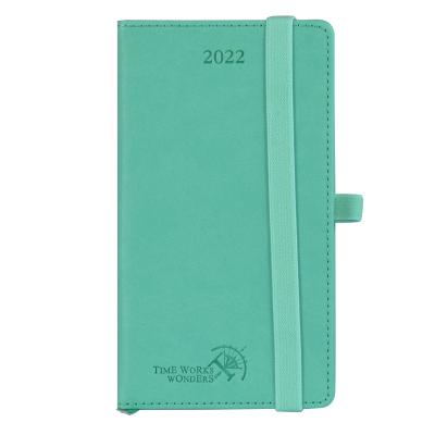 China Green Spiral Pocket Size Weekly Planner 3.5x6.5 Inch PU Softback 2023 for sale