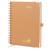 China 2023 Orange Custom Academic Planner Hardback Spiral Vertical Pages for sale