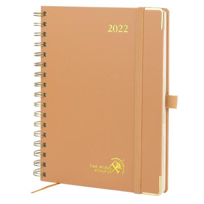 China 2023 Orange Custom Academic Planner Hardback Spiral Vertical Pages for sale