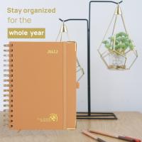 China 2023 Orange Custom Academic Planner Hardback Spiral Vertical Pages for sale