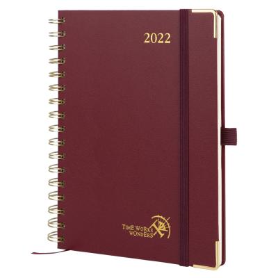 China 2023 Hardcover Spiral Weekly Planner 8.75 x 6.63 Inches Bordeaux FSC Paper for sale