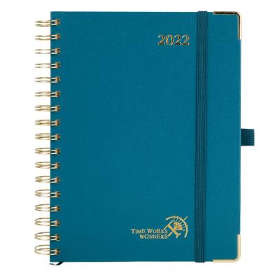 China Pacific Green 8.75x6.63 Inch Medium Weekly Planner 100GSM Ivory Paper 12 Month for sale
