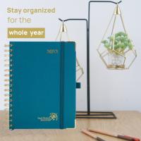 China Pacific Green 8.75x6.63 Inch Medium Weekly Planner 100GSM Ivory Paper 12 Month for sale