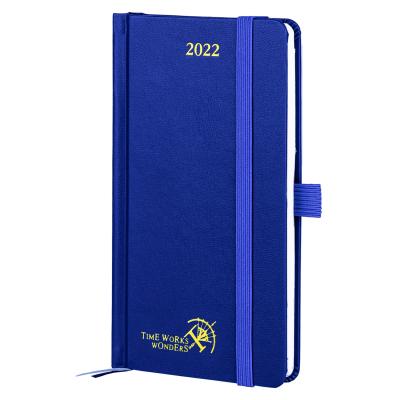 China Custom Mini Pocket Planner 2023 Royal Blue 3.4x6.3 Inches with Bookmarks for sale