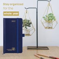 China Navy Blue Perforated Corners Small Academic Planner With Paper Folder for sale