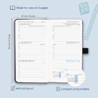 China Navy Blue Perforated Corners Small Academic Planner With Paper Folder for sale