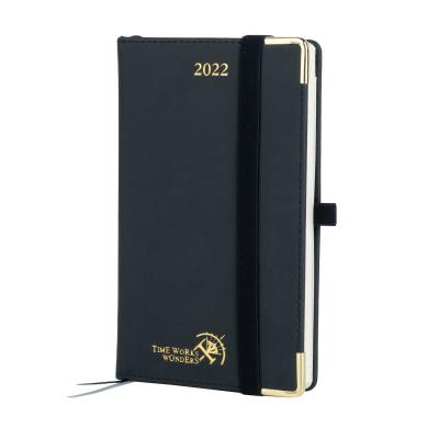 China Black Leatherette Cover Small Academic Planner With Hourly Schedule for sale