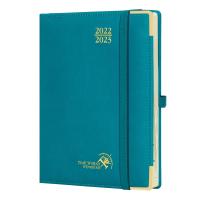 China 100GSM Ivory Paper Weekly Planner Pacific Green PU Cover 6.5x9 Inches for sale