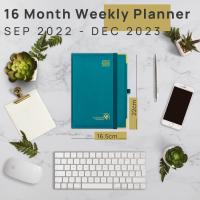 China 100GSM Ivory Paper Weekly Planner Pacific Green PU Cover 6.5x9 Inches for sale