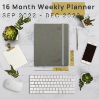 China Grey 8.75x10.5 Inch Large Academic Planner 16 Month Eco Friendly Paper for sale
